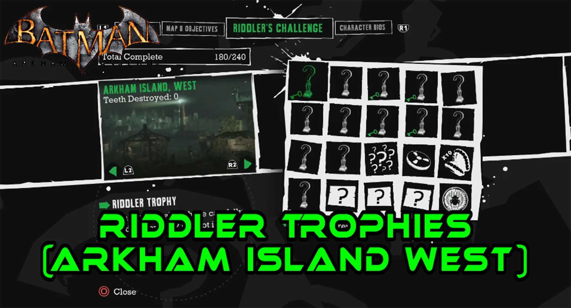 Arkham Island West Riddler Trophies - Batman Arkham Asylum